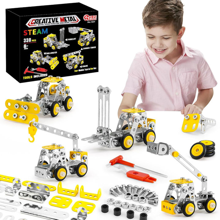 Building Blocks Toys Metal Engineering Vehicles Model kit Block Toys 4 ...