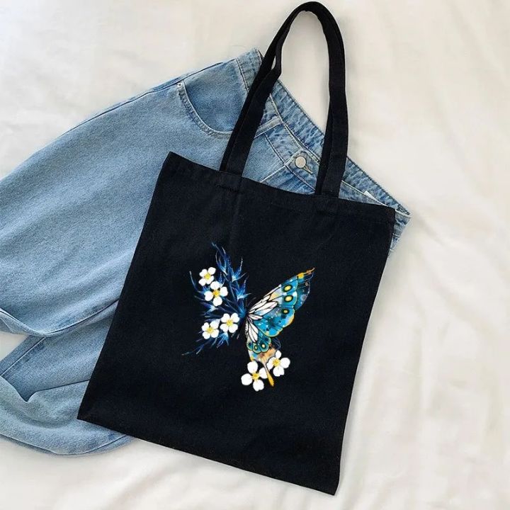 Stylish Black Canvas Tote Bag for Teen Girls Women Design Machine ...