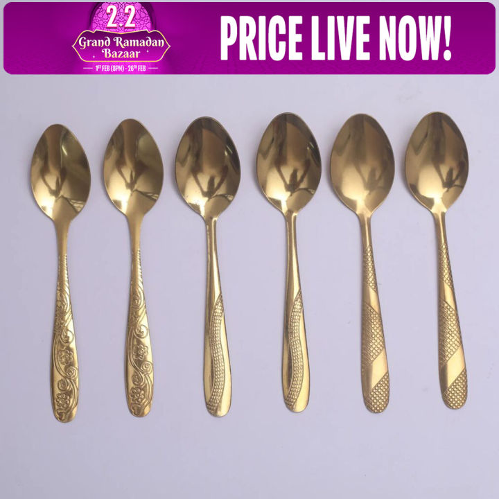 Luxury Gold Color 6 Piece Tablespoon Stainless Steel Spoon Set ...