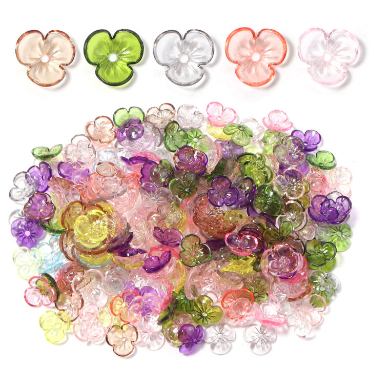 100pcs/lot Colored Flower Bead Caps Loose Spacer Resin Beads For ...
