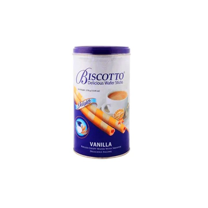 Biscotto Delight Wafer Stick Vanilla Flavor 370g Tin (imported) | Daraz.pk