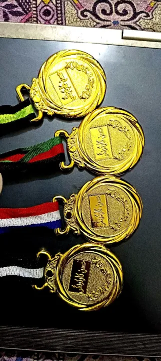 pack of 4" duel printed Gold Plastic Medal with Double-Sided Print ...