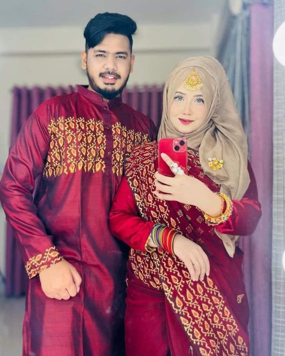 Saree panjabi couple set | Daraz.com.bd