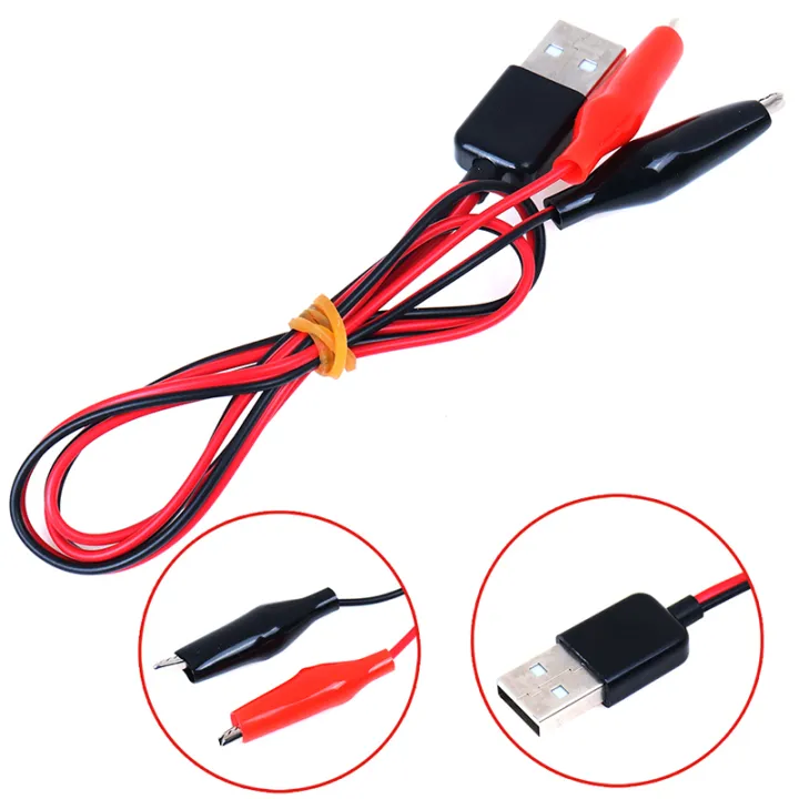 Cable Length 60cm Red Black Alligator Test Clips Clamp To USB Male ...