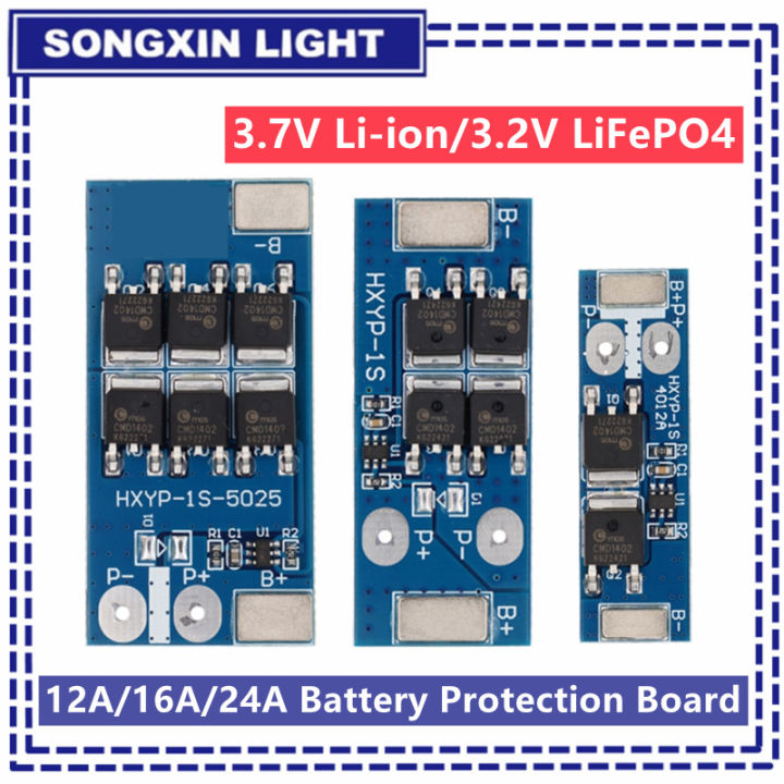 BMS 1S 12A 16A 24A 3.7V LiFePO4 Lithium Battery Protection Board 18650 4.2V Charging Voltage ...
