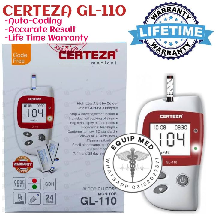 glucometer gl 110 | gl 110 glucometer with 10 strips, Life time ...