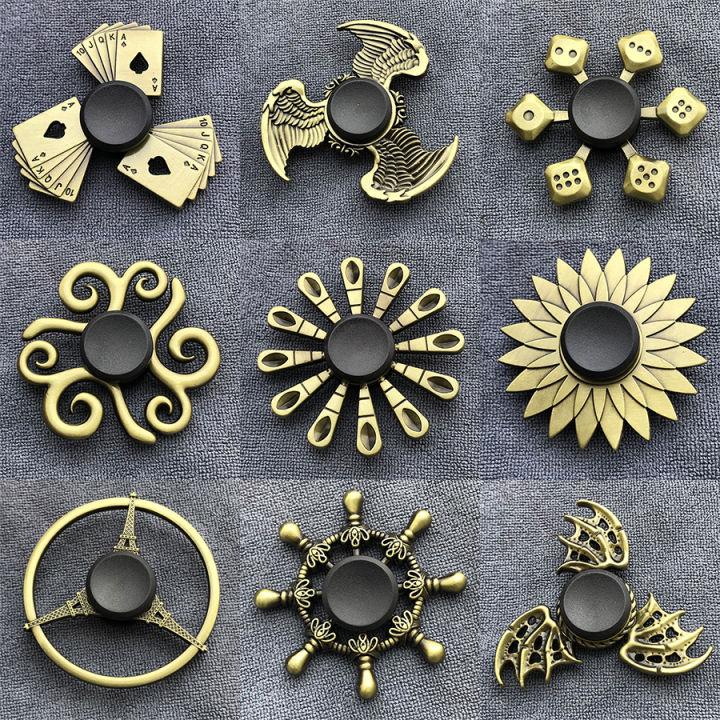Fidget Finger Spinner Antique Brass Color Alloy Metal Hand Spinner ...