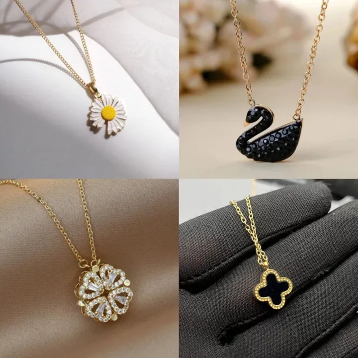 Korean Trendy Pandent and necklace clover Daisy Flower Duck and ...