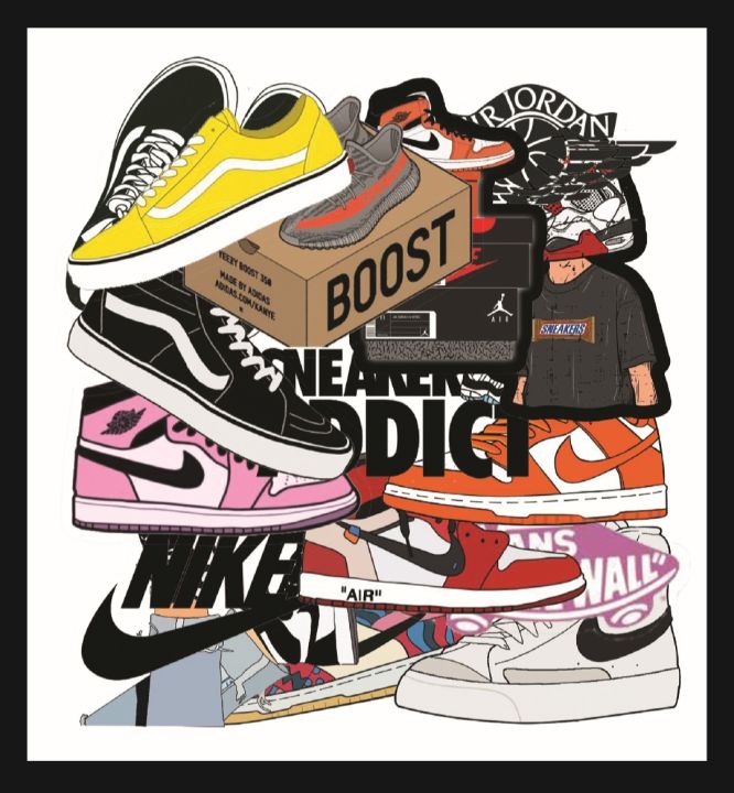 sneakers and shoes stickers pack of 15 unique and aesthetic stickers ...