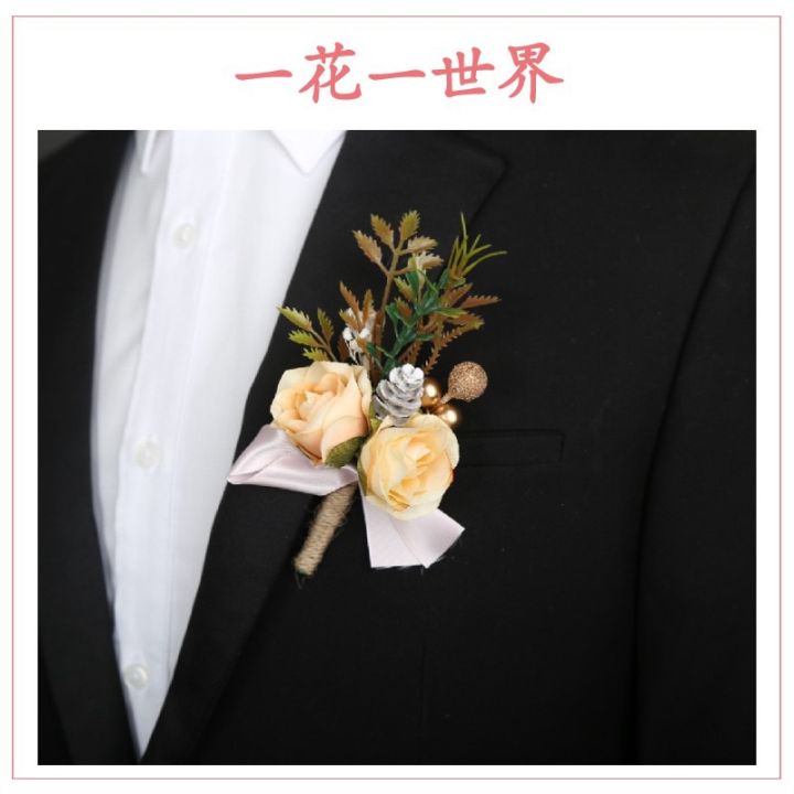 Wedding Corsages and Boutonnieres for Men Groom Silk Rose Boutonniere ...