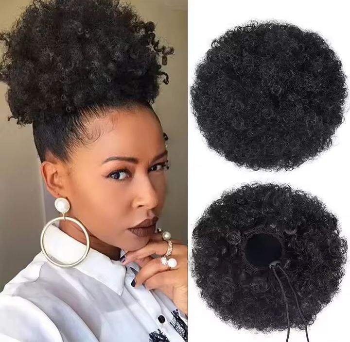 1pc Women's 10-Inch Afro Kinky Curly Synthetic Ponytail Drawstring Afro ...