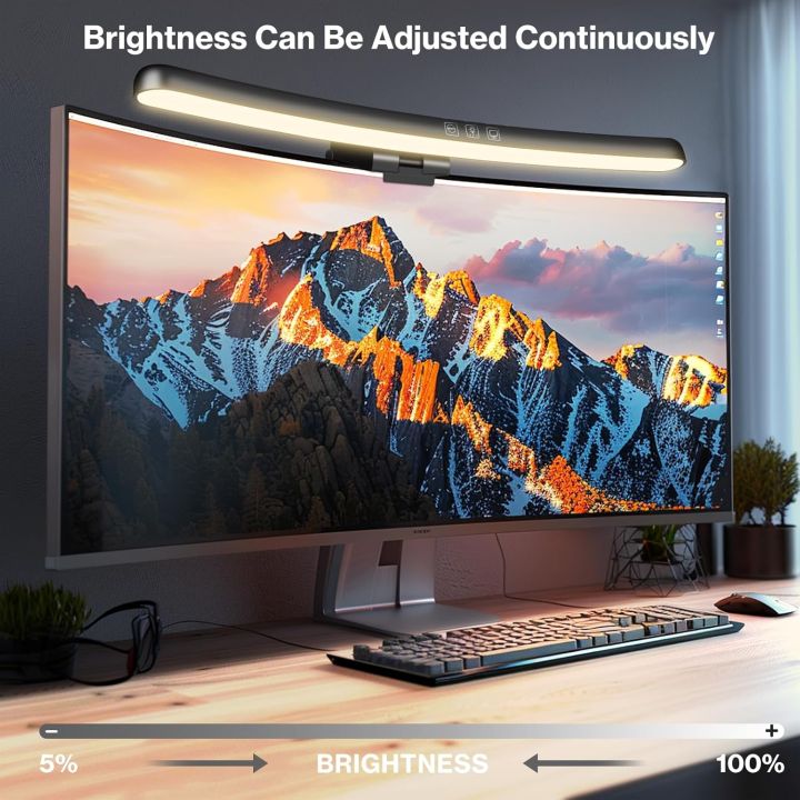 Curved Monitor Light Bar, Stepless Dimming USB Desk Lighting Lamp ...