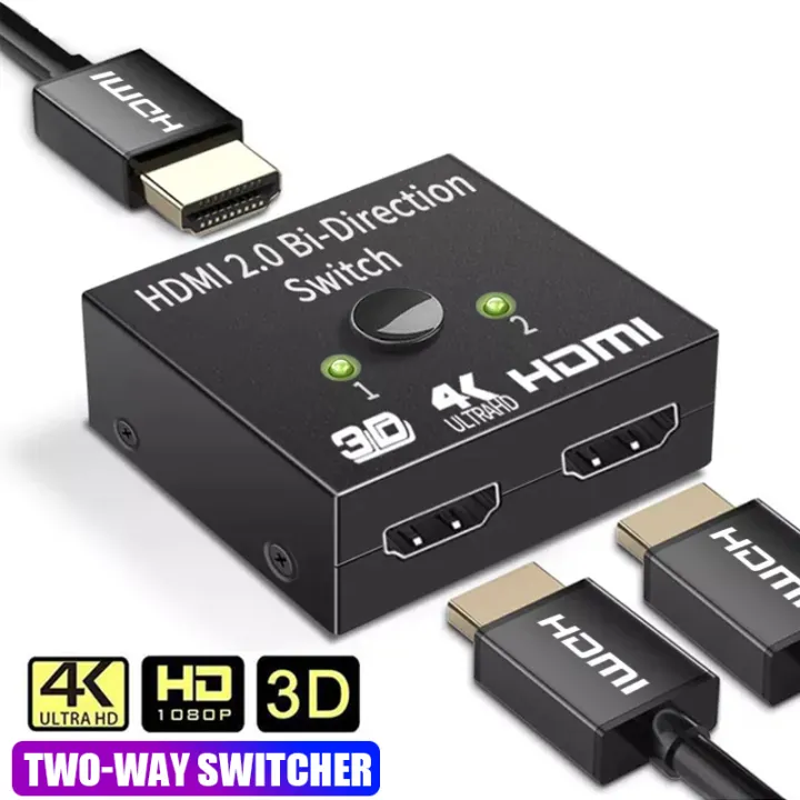 4K HDMI Splitter 2 Ports Bi-directional HDMI Switcher 1 in 2 Out HDMI ...