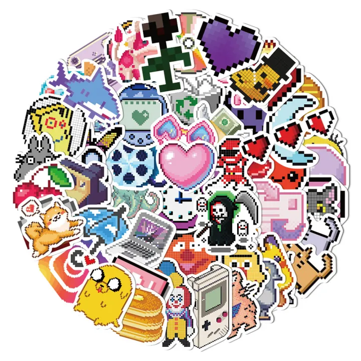 64Pcs Pixel Stickers Animal Sticker Pack Cute Aesthetic Stickers Laptop ...