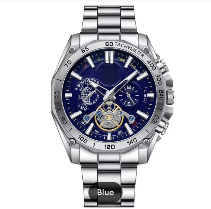 New luxury stainless steel chain quartz analog wrist watch for men’s ...