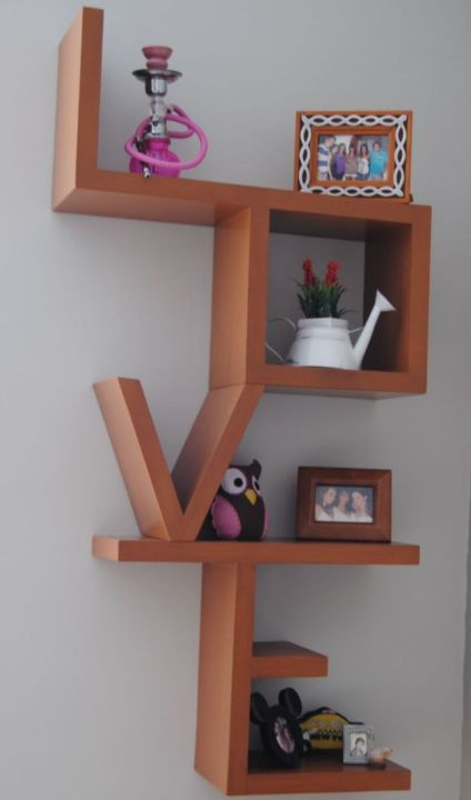 Love Write Handcraft Wooden stylish modern wall rack shelf hanger ...