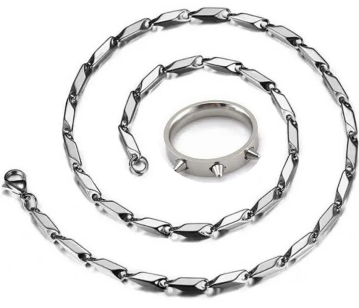 New Fashion Mens Rombous Chain Nacklace +Free Spike Ring -Top Fashion ...