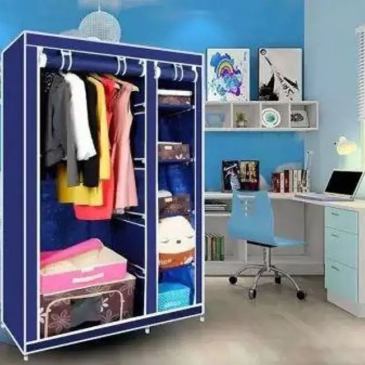 2 Door Storage Wardrobe Foldable and Movable Cloth/Fabric Wardrobe with ...