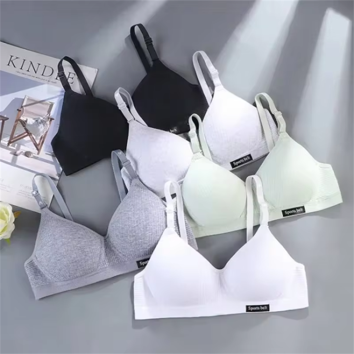 Women underwear cotton bra without steel ring gathered push ups ...