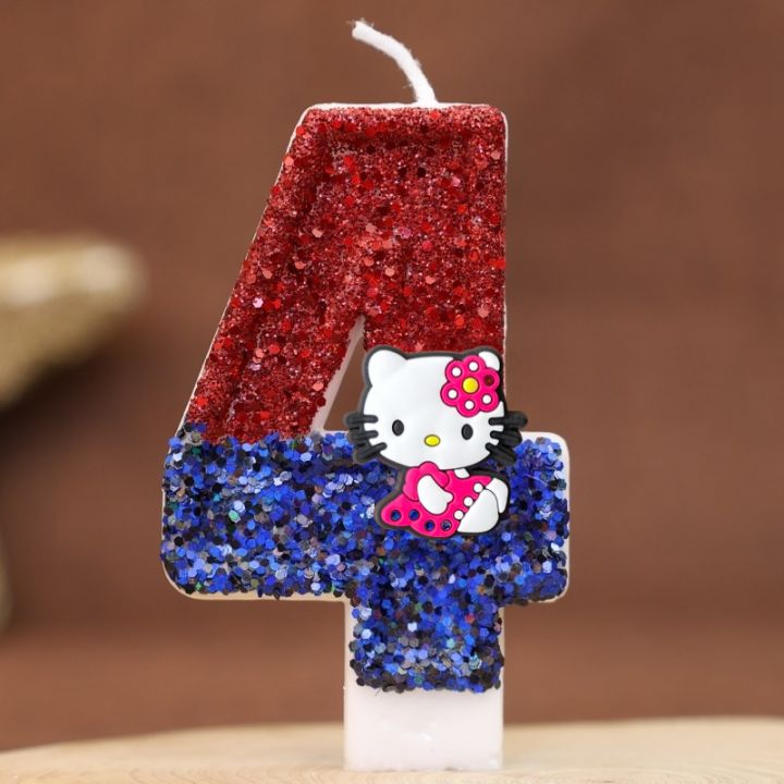 Cartoon Kawaii Hello Kitty Number Birthday Candle Kitty Cat Digital ...