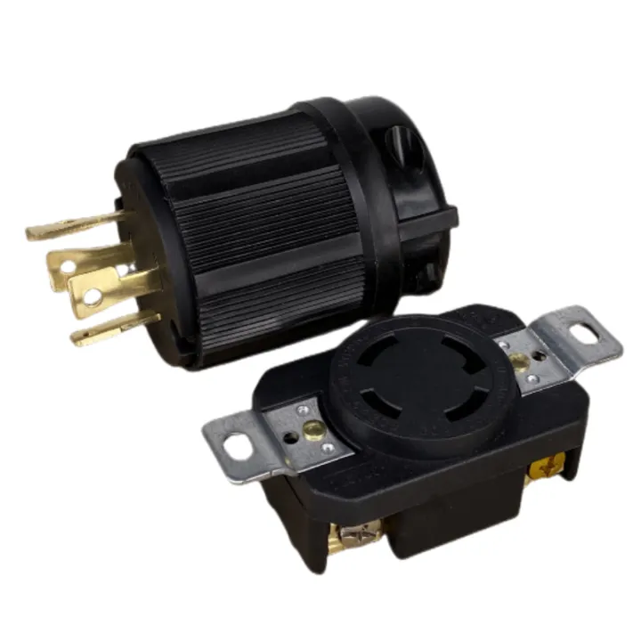 Black American 30A 1250V/250V NEMA L14-30P L14-30R US 4-hole anti-off ...