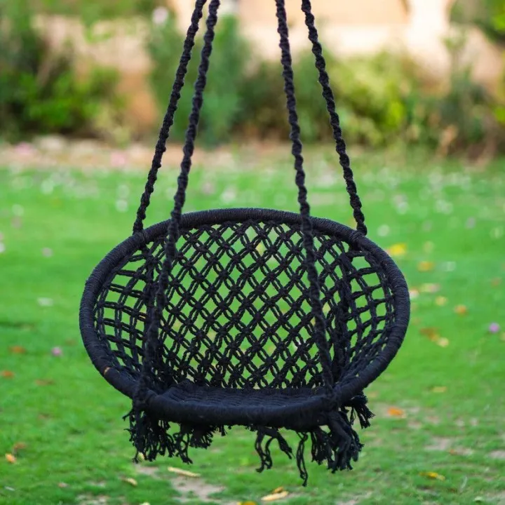 Outdoor Indoor Round Hanging Chair Swing Jhula Camping Garden Load ...
