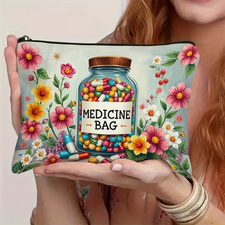 1pc Floral Medicine Bag Vibrant Cartoon Capsule Multi-Functional ...