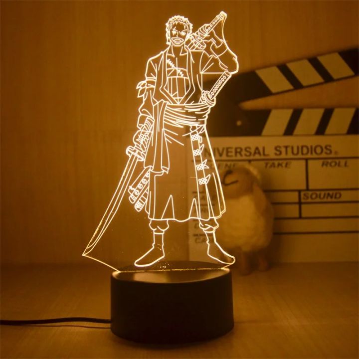 Anime One Piece Luffy Zoro Portgas D Ace 3D Illusion LED Night Light ...
