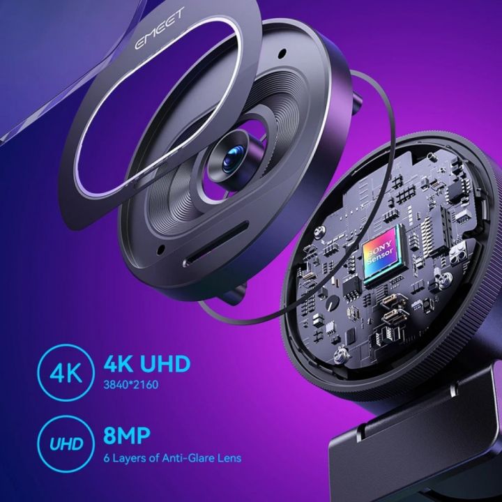Webcam 4K Streaming Web Camera 1080P 60FPS USB Camera Autofocus Living ...