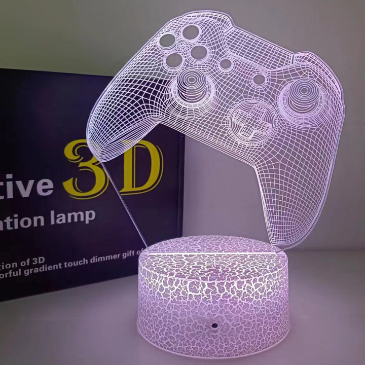 Game Controller Night Light Gamepad 3D Illusion Lamp for Kids Bedroom ...