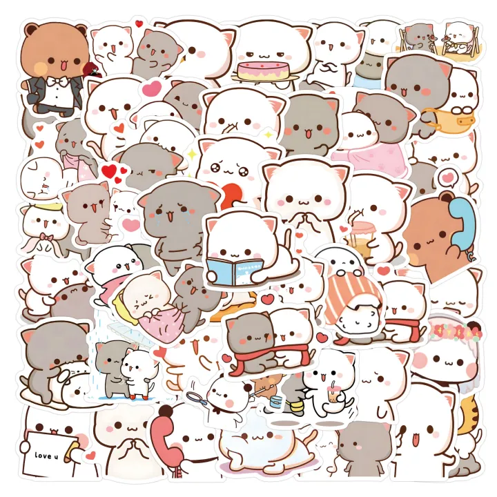 60Pcs Kawaii Mochi Cat Stickers Mochi Decals For Phone Laptop Suitcase ...