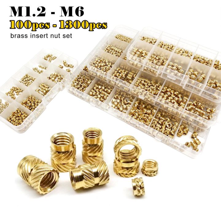 Brass Copper Embedment Insert Nut Kit Set M1.4M1.6 M2 M2.5 M3 M4 M5 M6 for Hot Heat Melt ...