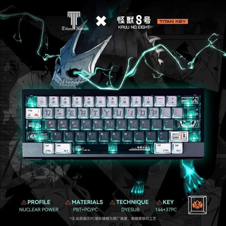Anime Monster No. 8 Theme Translucent Keycap Set for Mechanical ...