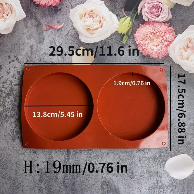 2 Holes Round Silicone Mold Cake Pastry Baking Molds Jelly Pudding Soap ...