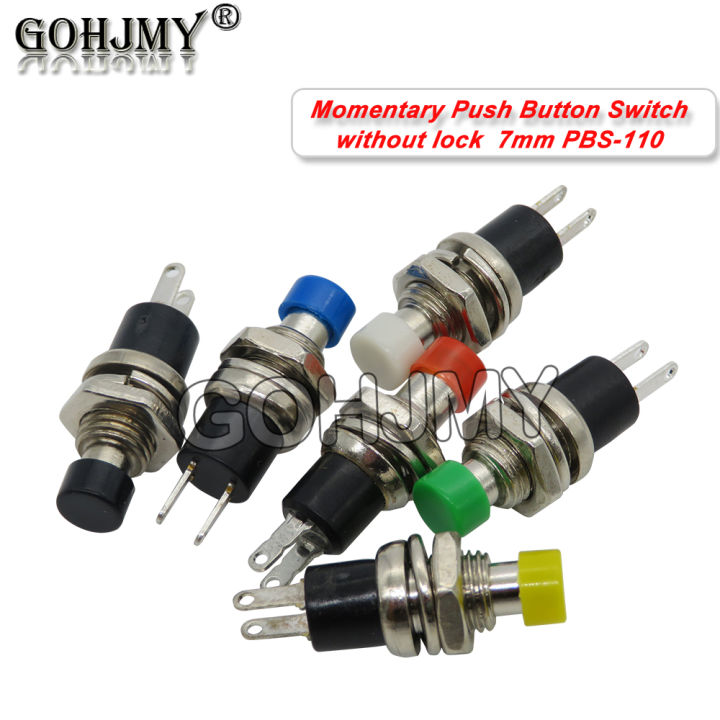 5PCS 7mm Momentary Push Button Switch No Lock PBS-110 Press Reset Switch Momentary Push Button ...