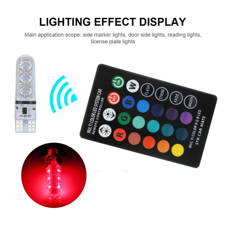 Auto Multi-color Rgb T10 Led Bulbs With Remote Control Car Parking ...