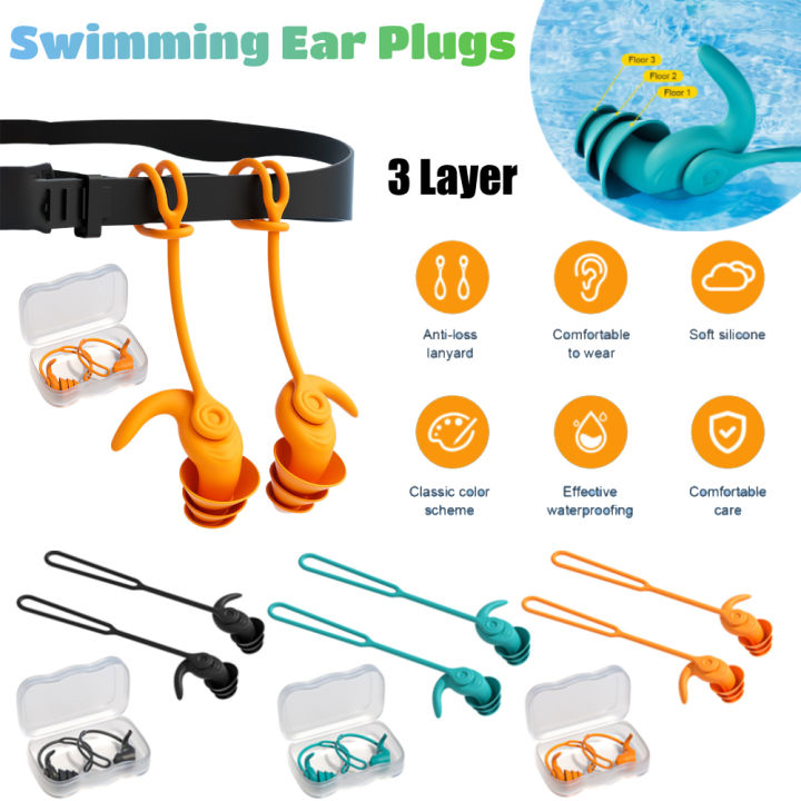 3 Layer Swimming Ear Plugs Silicone Sleeping Ear Plugs Waterproof ...