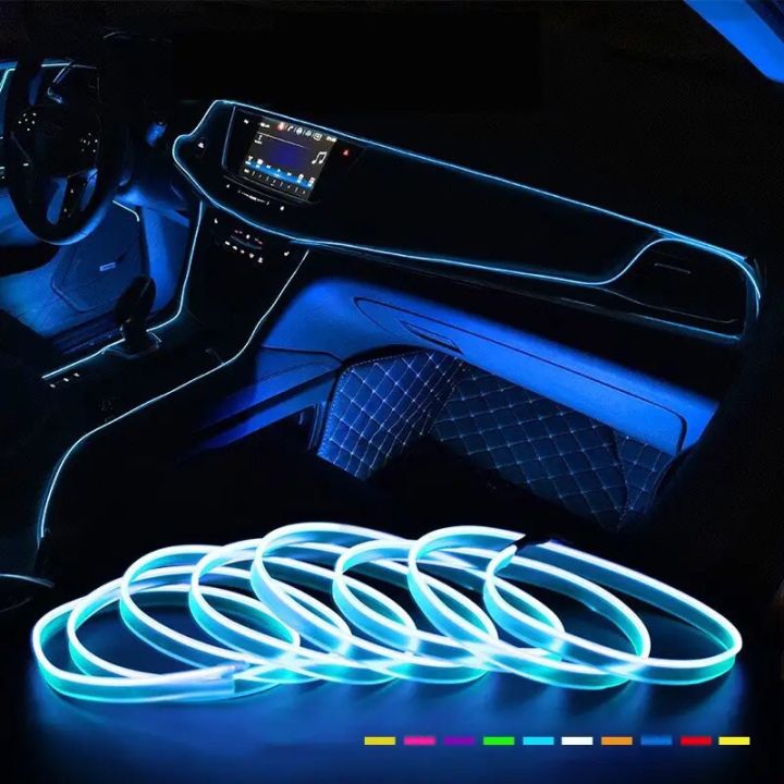 5M LED Car Interior Decoration Light EL Wiring Neon Strip For Auto DIY ...
