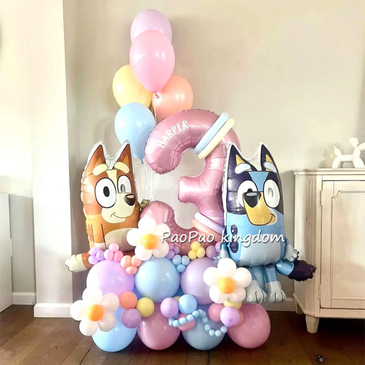 Bluey Bingo Theme Foil Balloons Set Latex Balloon Kids Birthday Party ...