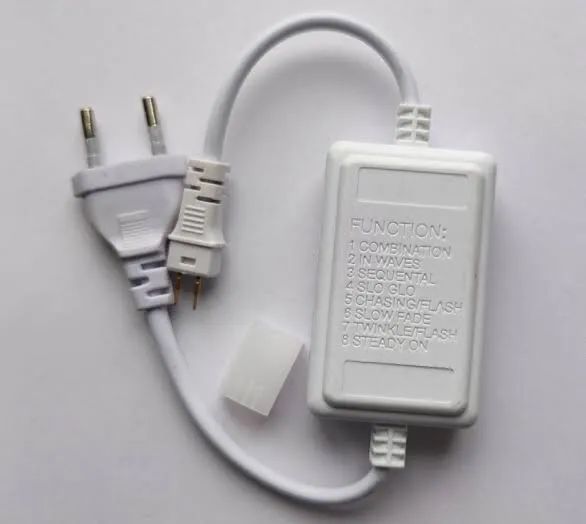 LED Flexible Rope Light 2 Pin EU Plug Connector Adapter With Flasher ...