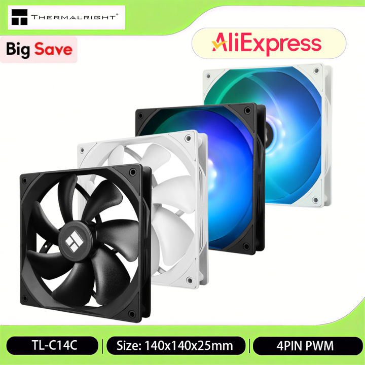 Thermalright TL-C14C CPU Fan 1/3/5 PCS 140mm 75.5CFM Case Fan 4Pin PWM with S-FDB Bearing ...