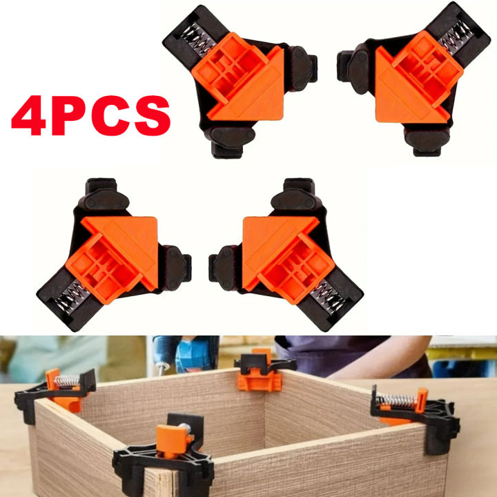 4PCS Right Angle Fixing Clip Woodworking Clamp Adjustable Swing Corner ...