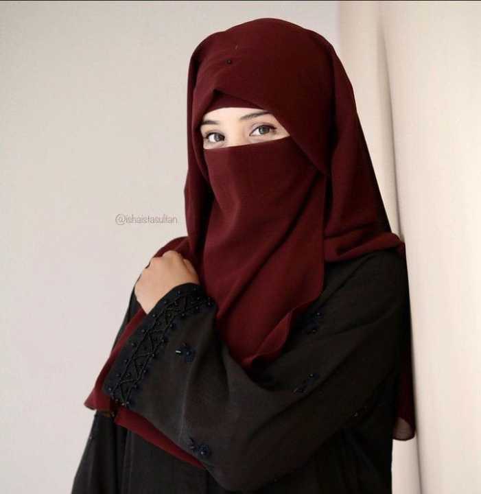 Chiffon Georgette Hijab Scarf Plus Niqab Patti for Girls Women| Easy to wear Double Loop Plain ...