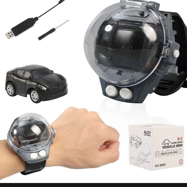 Mini RC Car Watch Toy Cartoon Remote Control USB Electric Wrist Strap ...