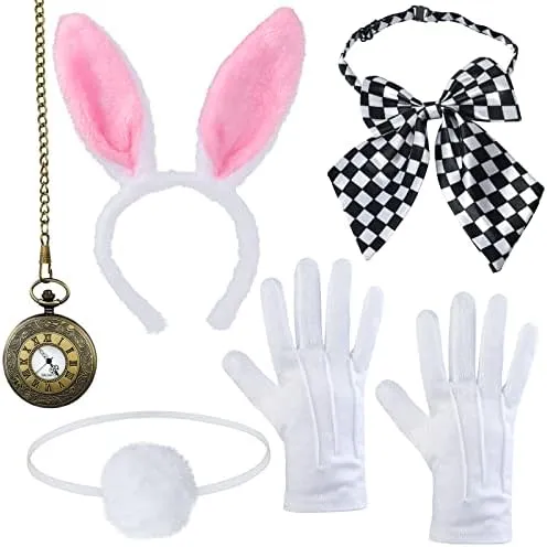 PESENAR White Rabbit Costume Bunny Dress Up Accessory Kit Include ...