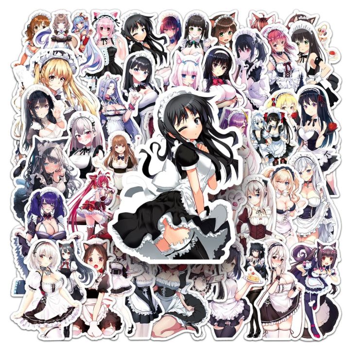50pcs Anime Maid Stickers Cute Cartoon Girl Waterproof Laptop Decal PVC ...