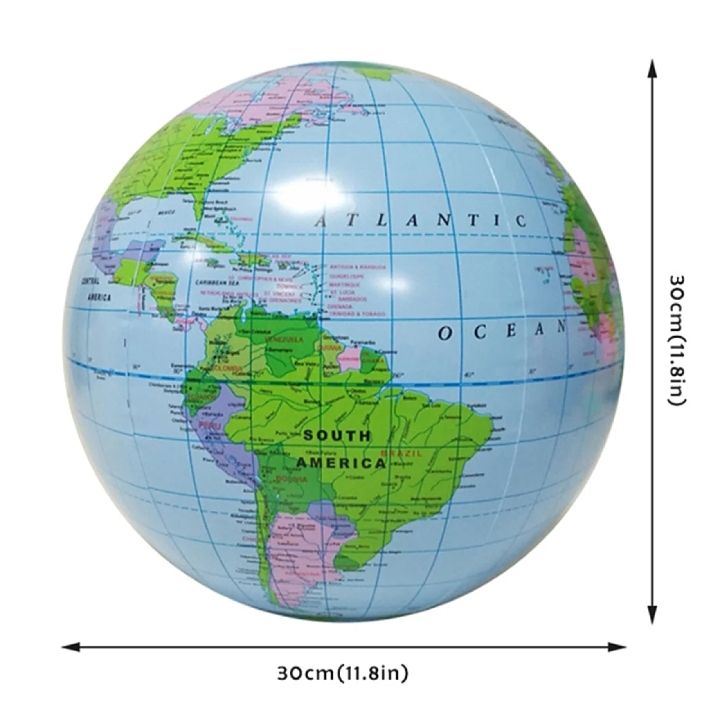 38Cm Inflatable Globe World Earth Ocean Map Ball Geography Learning ...