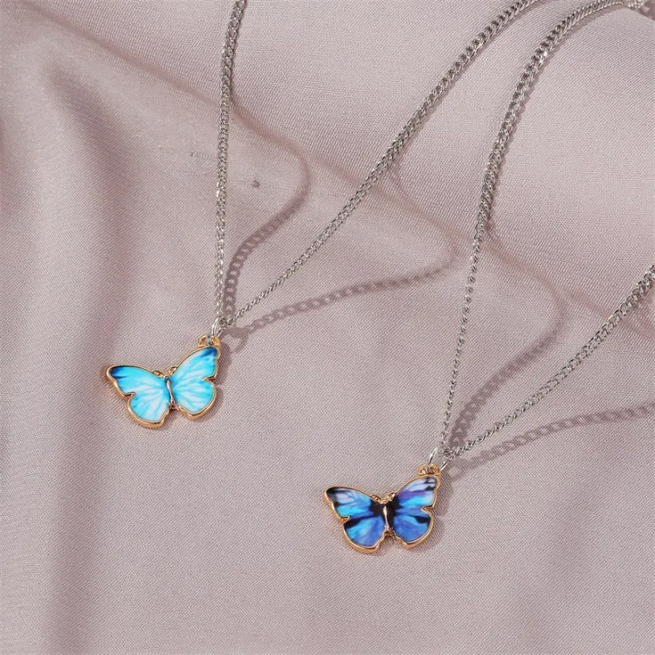 Butterfly shape necklace jewelry classic blue butterfly pendant ...