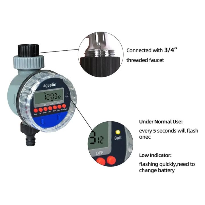 Aqualin Automatic Garden Ball Valve LCD Display Water Timer Home ...