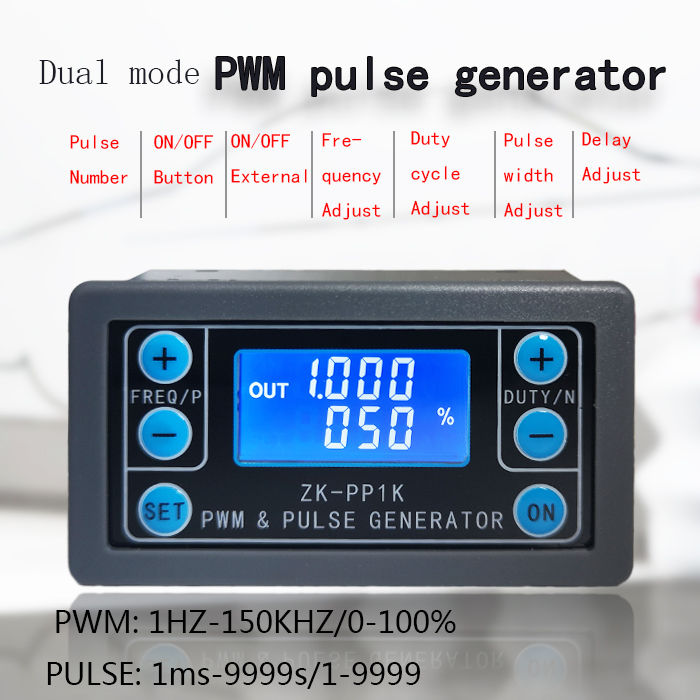 ZK-PP1K Dual Mode Signal Generator LCD PWM 1-Channel 1Hz-150KHz PWM Pulse Frequency Duty Cycle ...